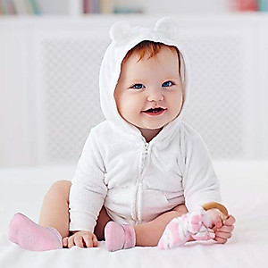 JAKIDAR 6 Pairs Baby Socks Thick Warm Socks for Infant Newborn Cotton Sock Shoes, Pink White Blue 0-3M