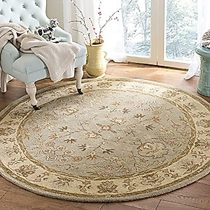 SAFAVIEH Antiquity Collection 6' Round Light Grey/Beige AT62A Handmade Traditional Oriental Premium Wool Area Rug