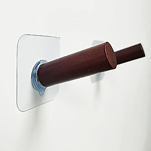 Self Adhesive Hat Hooks for Wall 12 Pieces Solid Wood, Cowboy Hat Hangers for Wall Hat Hook Natural Hat Pegs Hat Hanger for Wall Entryway,Bathroom,Door,Stair-Side,Wardrobe,Closet (Red Beech-12P)