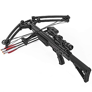 XtremepowerUS Outdoor Hunter Sniper Crossbow 165 Lbs 380 fps Hunting Quiver Rope Cocking 4x33 Scope 3X Carbon Arrows Set