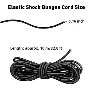 10mx4mm Marine Grade Bungee Shock Cords Elastic Tie Down Straps Cable Kayak Stretch String Rope for Marine Kayak, Trailer Strap, Shoe Laces, Hammocks, DIY Crafting (Black)