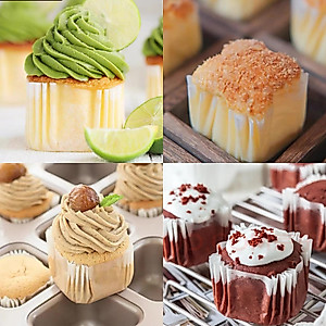 CHEFMADE Square Cupcake Liners - 300 Count, Non-Stick White Paper Liners for Baking Candy and Cupcakes, Food-Grade Standard Size Square Baking Cups