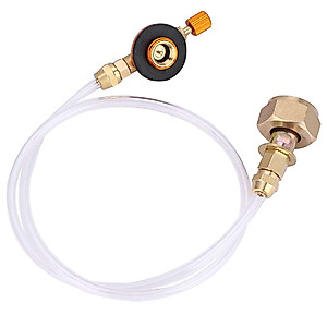 Alomejor Outdoor Camping Furnace Fittings Flat Gas Joint Liquefied Gas Cylinder Inflation Valve with Catheter Picnic Stove Head Gas Converter Refill Adapter
