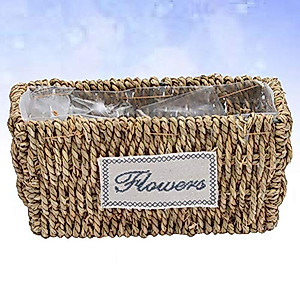 Hemoton Woven Hamper Basket with Handles Wicker Seagrass Belly Basket Wicker Flower Basket with Handle Wicker Hamper Baskets for Gifts Flower Pot Indoor Flower Girl Storage Basket Bamboo