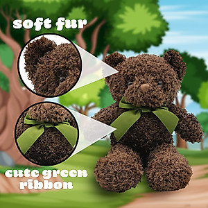 Fluffuns Teddy Bear Plush - Cute Teddy Bears Stuffed Animals - 3-Pack of Stuffed Bears - 9 Inch Height (Dark Brown)