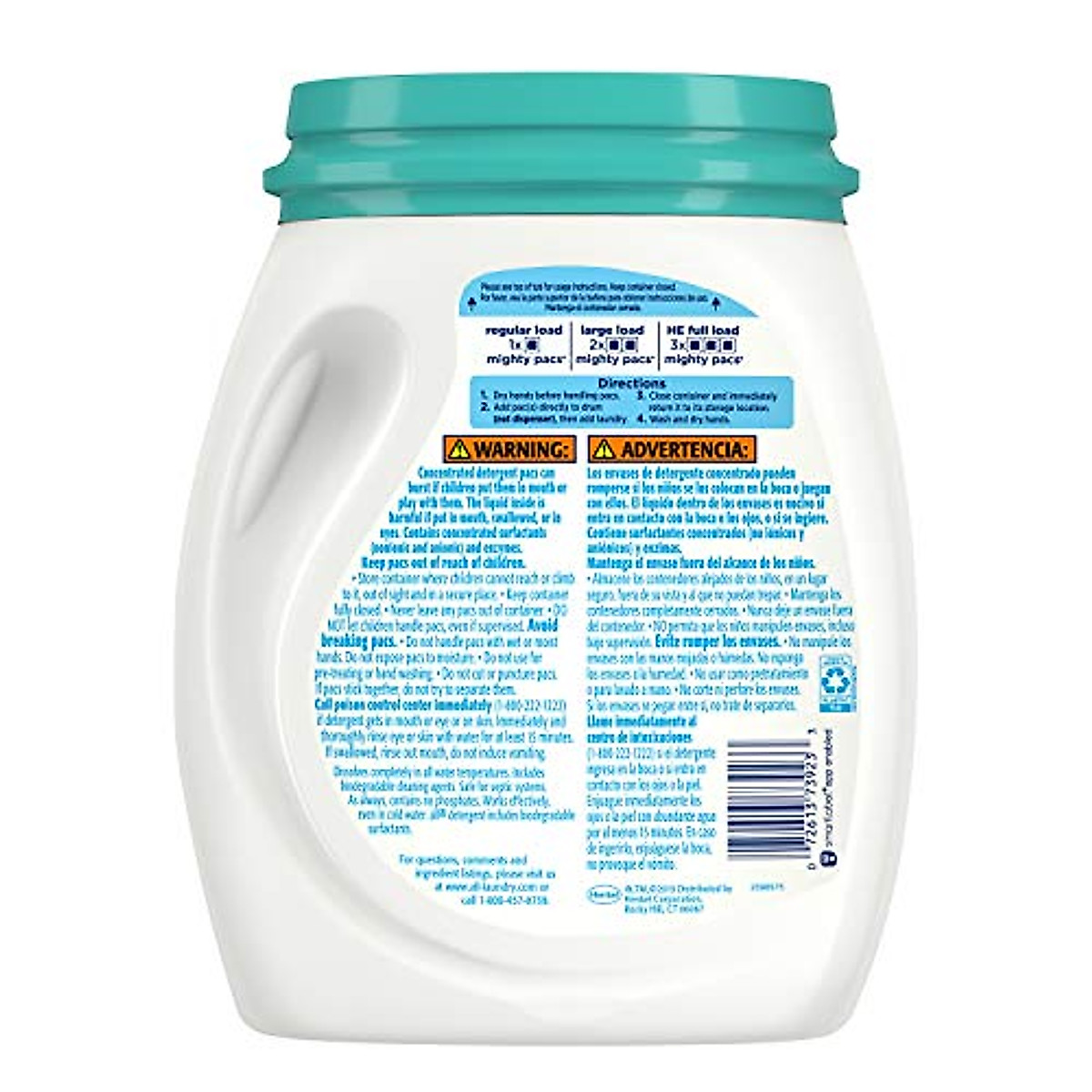 All Mighty Pacs Laundry Detergent, Free Clear Odor Relief, Tub, 56 Count (Pack of 2), 112 Total Loads