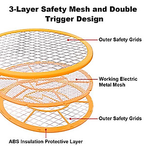 2 Pack Bug Zapper Electric Fly Swatter Zap Mosquito - Indoor Outdoor Zapping Racket for Pest - Safe to Touch with 3-Layer Safety Mesh