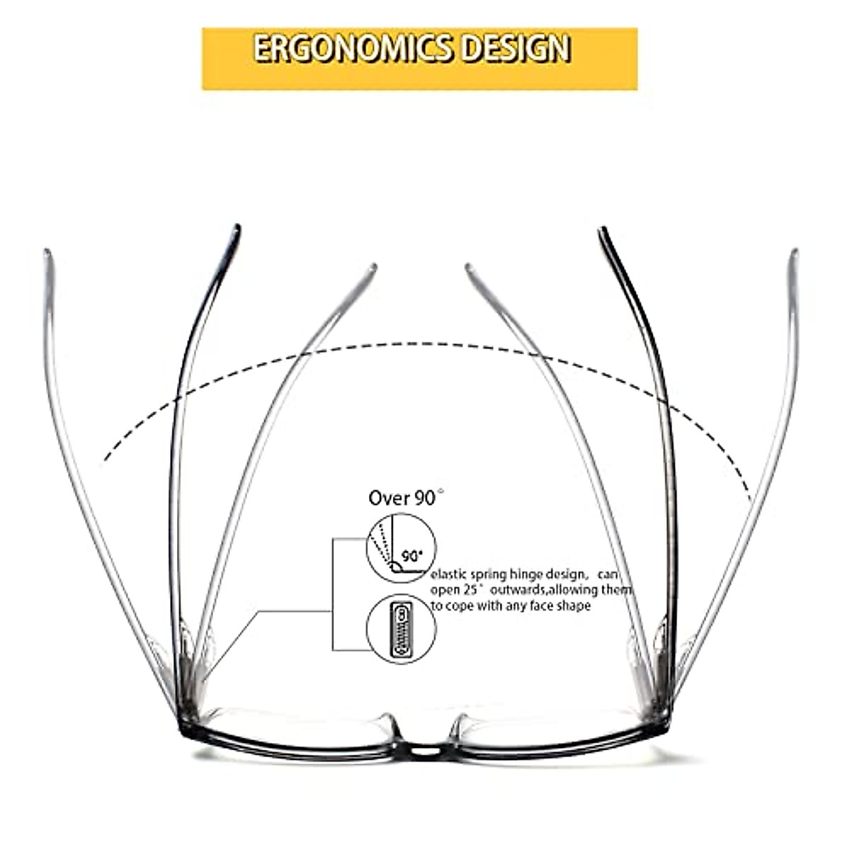 Kerecsen READING GLASSES 4 Pack Spring Hinge Comfort Readers Plastic Includes Sun Readers (4 Pack Black, 1.25)