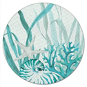 CounterArt Coral Life 4mm Heat Tolerant Tempered Glass Lazy Susan Turntable 13" Diameter Cake Plate Pizza Server Condiment Caddy