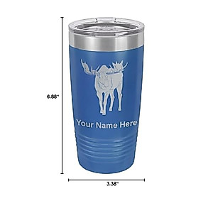 LaserGram 20oz Vacuum Insulated Tumbler Mug, Moose, Personalized Engraving Included (Dark Blue)