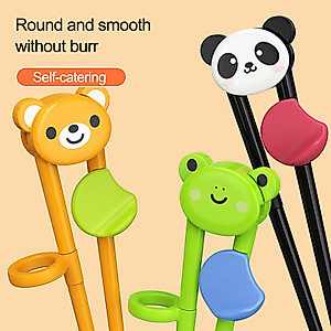 Saterkali Training Chop-sticks for Kids, Training Chop-sticks Comfortable Grip Chewable Cartoon Chop-sticks for Beginners Learning chop-sticks Black