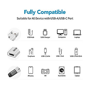 [10Gbps] USB C Female to USB Male Adapter (2-Pack), 3.1 USB A to USB C Adapter, XAOSUN One-Sided SuperSpeed Data Sync & 100W Fast Charging - Compatible with Laptop, PC, Charger, Power Bank, Quest Link