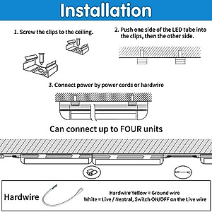 AQIQUUT Led Shop Light 4FT, Led Garage Light,50W 6500K T8 Led Daylight 7000LM Linkable Clear Cover Integrated V-Shape,for Garage Warehouse Workbench Workshop,4-Pack