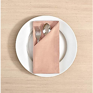 Pink Cloth Napkins Dinner Washable Set of 12 in Cotton Linen Fabric Blush, Premium Quality Soft Durable, Mitered Corners for Everyday Use Hotel Restaurant Good Absorbency Reusable Napkin Dusty Pink