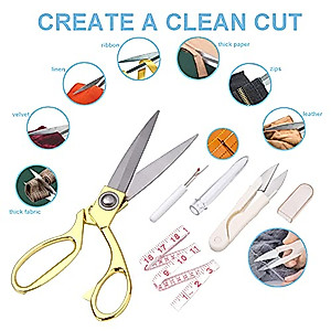 Wild & Bold Fabric Scissors All Purpose 8"Gold Sewing Scissors Professional Scissors Heavy Duty with Ultra Sharp Stainless Steel Blade Shears Left Handed Scissors For Office Craft Scissors(New Gold)