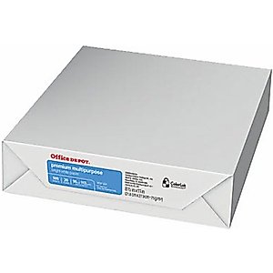 Office Depot Multipurpose Paper, 8 1/2 x 11, 20 Lb, 96 Bright, 500 Sheet Ream
