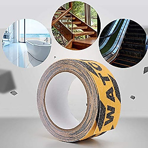 Watch Your Step Floor Signs, Heavy Duty Anti-Slip Safety Roll Grip Strip Non-Slip Traction Step Tape, 2 X 16.4' Anti Slip Tape Stickers, Abrasive Adhesive for Stairs, Safety, Tread Step, Indoor