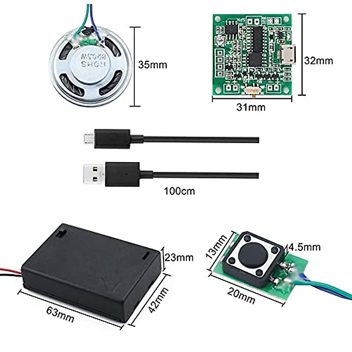 Stemedu 8MB Sound Recordable Module Button Control Programmable Voice Chip, MP3 Music Player Kit, USB Downloadable Musical Board for DIY Audio Stuffed Animal Toys Greeting Card Music Box