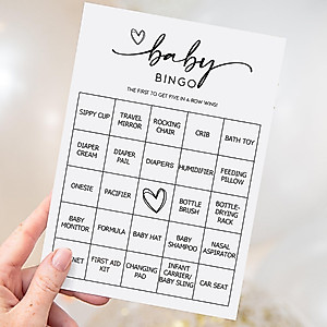 All Ewired Up Baby Bingo Game (50 Unique Cards) Pre-Filled Fun Baby Shower Game Activity, Preforated Calling Cards, Gender Neutral Boy or Girl, Minimalist