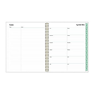 Blue Sky 2023-2024 Academic Year Weekly and Monthly Planner, 8.5" x 11", Frosted Flexible Cover, Wirebound, Laurel (144723)