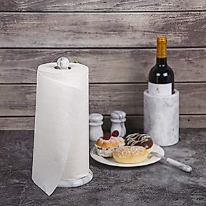Creative Home Natural Marble Paper Towel Holder Kitchen Towel Dispenser Stand, 5.5" Diam. x 12.5" H, Off-White (Color May Vary)