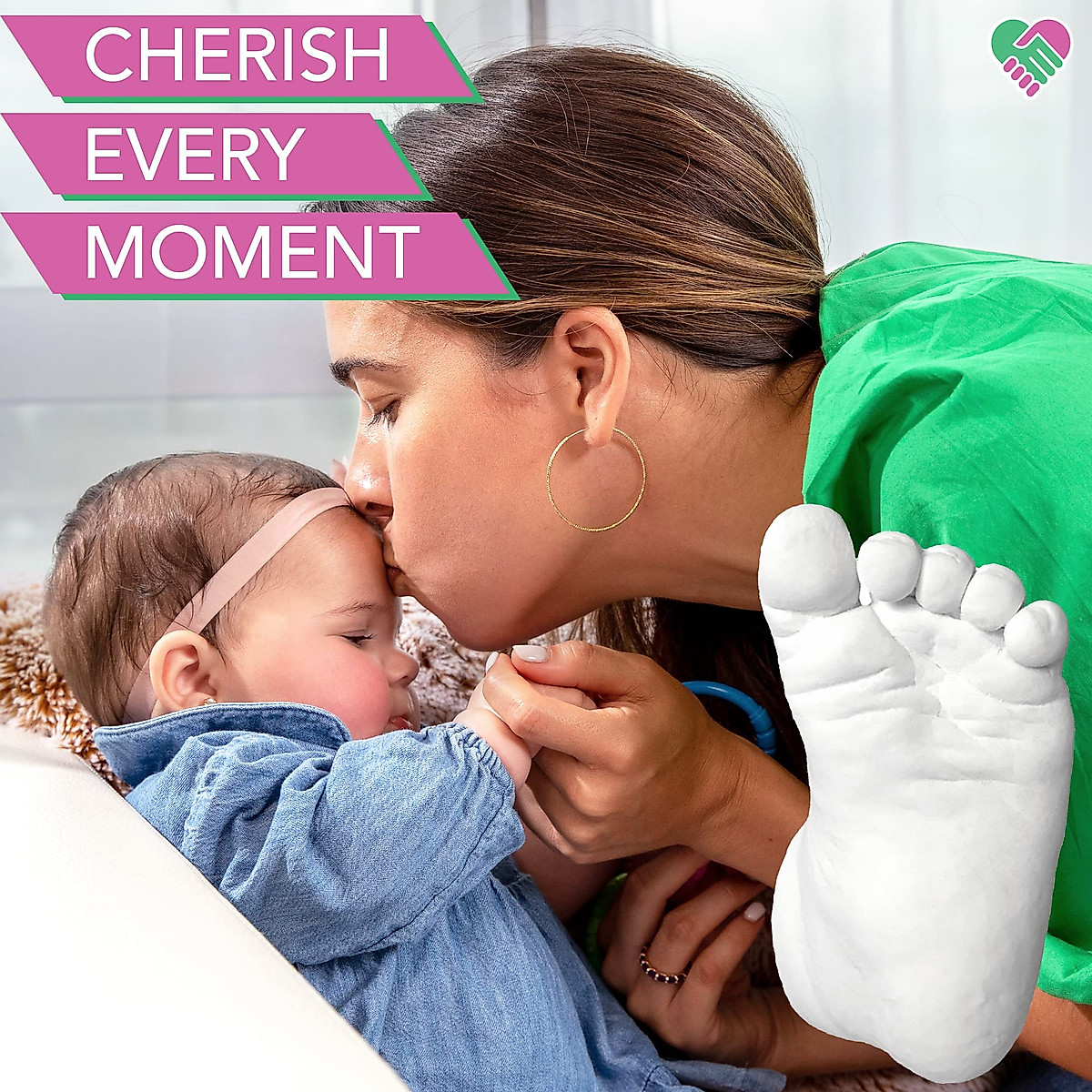 Luna Bean Baby Keepsake Hand Casting Kit - Plaster Hand Mold Casting Kit for Infant Hand & Foot Mold - Baby Casting Kit for First Birthday, Christmas & Newborn Gifts - (Clear Sealant - Matte)