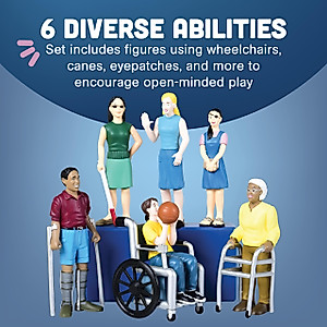 Creative Minds Marvel Education Diverse Abilities Toy Figure Set for Kids Ages 3+, Set of 6 Inclusive Toy Figurines with Wheelchairs, Canes, and More, Multicolor