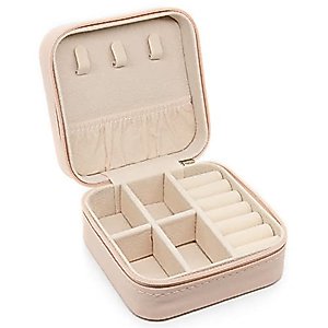Small Jewelry Box, Travel Portable Jewelry Case for Ring, Pendant, Earring, Necklace, Bracelet Organizer Storage Holder Boxes, 1 pcs (Pink)