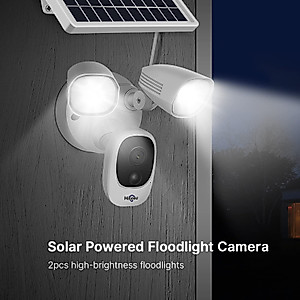Hiseeu Solar Powered Floodlight Camera Wireless Security Camera,12000mAh Rechargeable Batteries High Brightness LED,Color Night Vision,IP66 Waterproof,1080P,Motion Detection,2-Way Audio,Cloud Storage