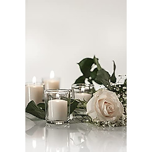 Yummi Set of 72 10hr Votive Candles & Glass Votive Holders, Clear