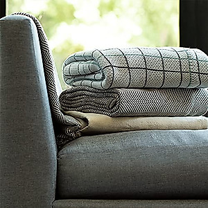 Cariloha Bamboo-Viscose Knit Throw Blanket - Lightweight Summer Throw Blanket for Home - Plaid Harbor Grey