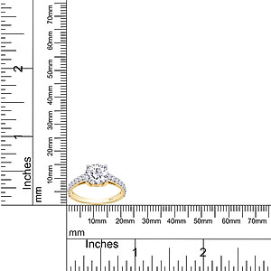 SAVEARTH DIAMONDS Engagement Ring for Women, 18K Yellow Gold Over 925 Sterling Silver Ring 1.00 CT D Color VVS1 Clarity Round Cut Solitaire Lab Created Moissanite Rings with Four Prongs, Size - 6.5