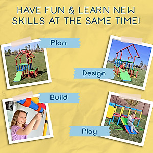 Kids Playground Set - Funphix Jumbo 467-Pc Construction Set with Toddler Slide, Indoor Climbing for Kids, & Jungle Gym - Multifunctional Kids Outdoor Playhouse for Indoor Sports & Outdoor Play Toys