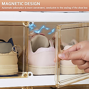 SYNCVIBE Portable Shoe Rack Organizer 6 Tier 24 Pairs Foldable Shoe Box with Doors, Large Folding Cabinet Bins.Stackable Plastic Shoe Box, Storage Shoe Cabinet for Hallway, Living Room, Closet