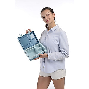 Acupteatech Lunch Bento Box, Leak Proof 4-Compartment Food Container 1200ml Large Capacity, BPA Free, Portion Meal Prep Snack Packing, Durable Perfect for Picnics, Camp, Travel—Blue