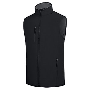 fit space Men's Lightweight Vest Softshell Sleeveless Windproof Jacket with Zipper Pocket Cycling Travel Hiking Running Golf (Black,Small)