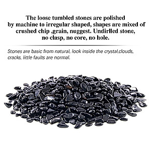 Swpeet 1 Pound Black Agate Small Tumbled Chips Stone Ruby in Fuchsite Tumbled Chips Stone Crushed Pieces Irregular Shaped Stones 0.3-0.5 inch (About 455 Gram) (Black Agate)