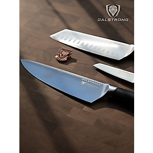 Dalstrong 3 Piece Knife Set - Vanquish Series - Forged High Carbon German Steel - Black POM Handle - Chef Knife, Santoku and Paring - Razor Sharp Kitchen Set - NSF Certified