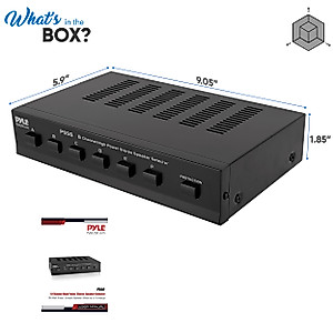 Pyle Home Premium New and Improved 6 Zone Channel Speaker Switch Selector Switch Box Hub Distribution Box for Multi-Channel High Powered Stereo Amplifier A,B,C,D Switches, 6 Pairs Of speakers PSS6