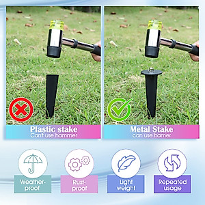 Zhengmy 4 Packs Threaded Spike Flood Light Ground Stake Metal Replacement Stakes for Solar Lights Outdoor LED Solar Light Stakes with 4 Hex Screws for Gardens Yard Path Lawn 6.3 Inches(Black)