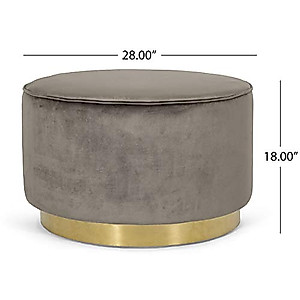 Christopher Knight Home Croton Ottoman, Gray, Shiny Brass