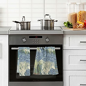 Van Gogh Sailboat Hand Towels Set of 2, Highly Absorbent Soft Cotton Face Towels Bathroom Decorative Towel for Beach Gym Spa Shower, 16x28In