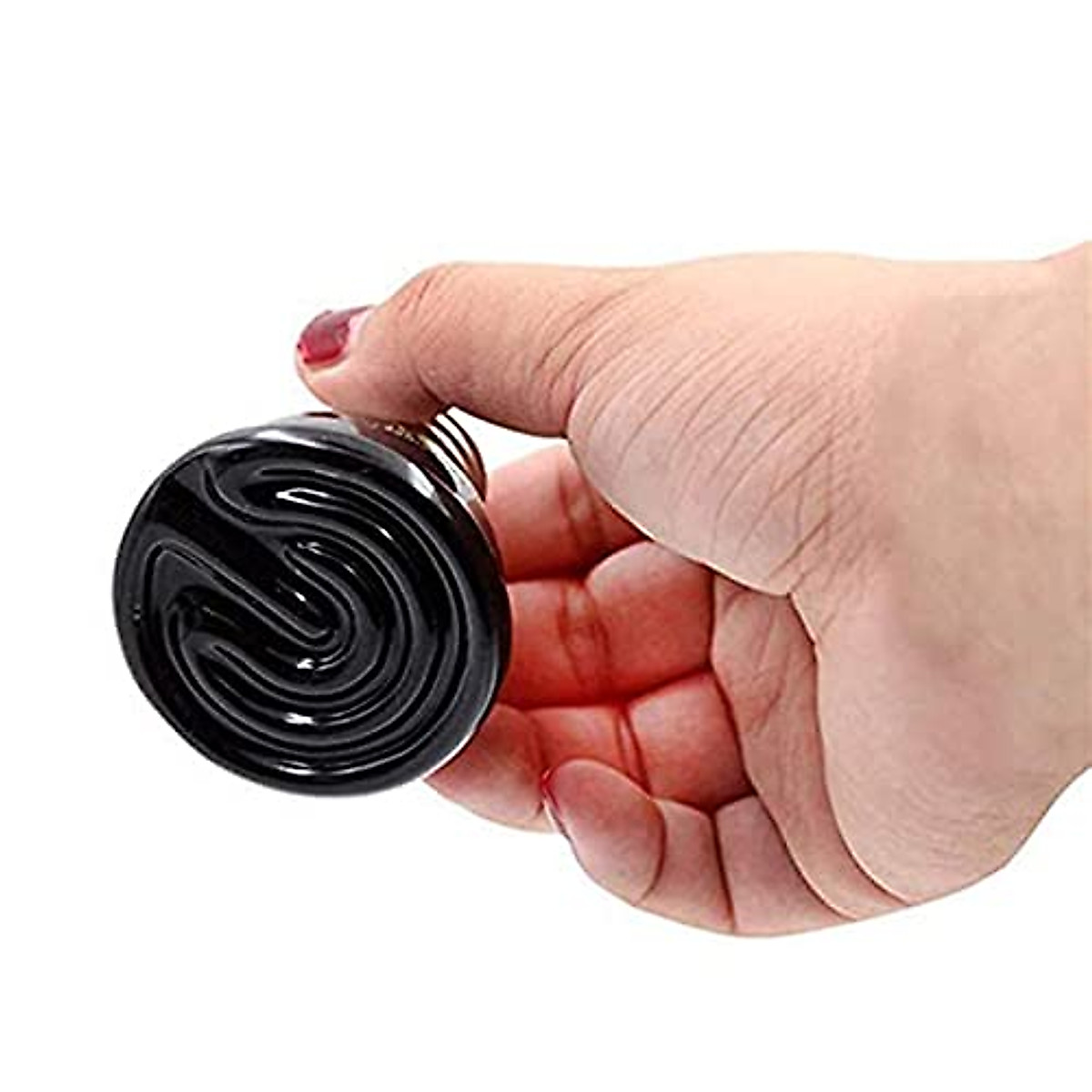 Qixivcom 2-Packs 50W Black Ceramic Heat Lamp Mini Reptile Heat Lamp Bulbs E26/E27 Infrared Reptile Heat Emitter Heater Lamp Bulb No Light Lamps for Lizard Brooder Coop Aquarium Habitat Lizard Turtle