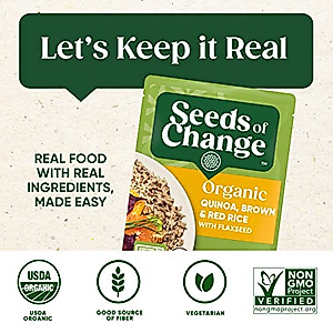 SEEDS OF CHANGE Organic Quinoa, Brown & Red Rice with Flaxseed, Microwaveable Ready to Heat, 8.5 Ounces (Pack of 6)