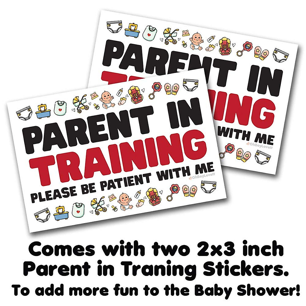 50 Baby Prediction and Advice Cards for Baby Shower | Parent in Training Stickers, Gender Neutral | Gender Reveal Shower Activity