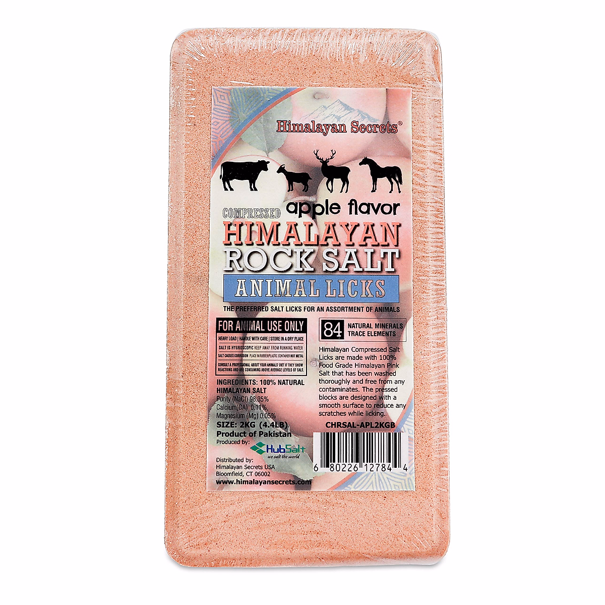 Compressed Himalayan Salt Animal Licking Brick (2KG (4.4LB) Apple Flavor Himalayan Salt Brick)
