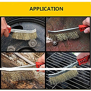 Modell 3pcs Wire Scratch Brushes Set Carbon Steel and Stainless Steel Wire Brush for Automotive, Cleaning Welding Slag and Rust