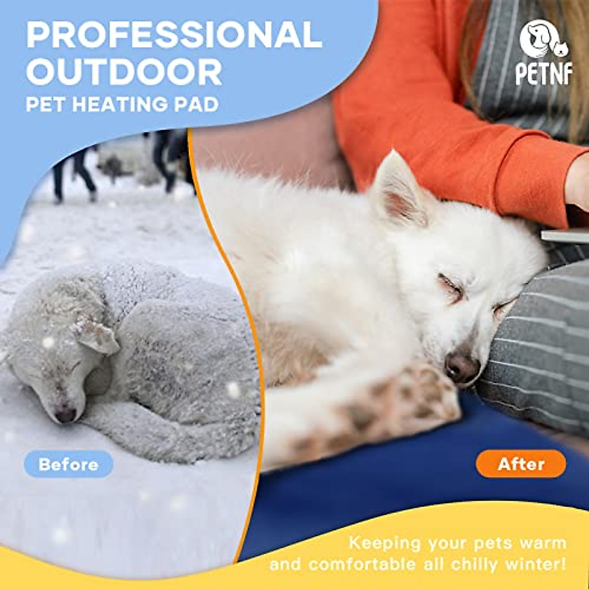 Outdoor Pet Heating Pads for Dogs, Safe Electric Cat Heating Pad with Timer, 6 Levels Adjustable Temperature Dog Cat Heated Bed Pad For Dog Cat House,Dog Heat Pad Outside with Removable Washable Cover