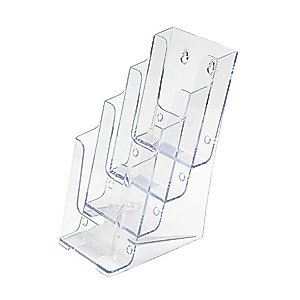 SOURCEONE.ORG Premium Brochures Holder for 4” Trifold Booklets – 4-Tier – Clear Acrylic Countertop Organizer