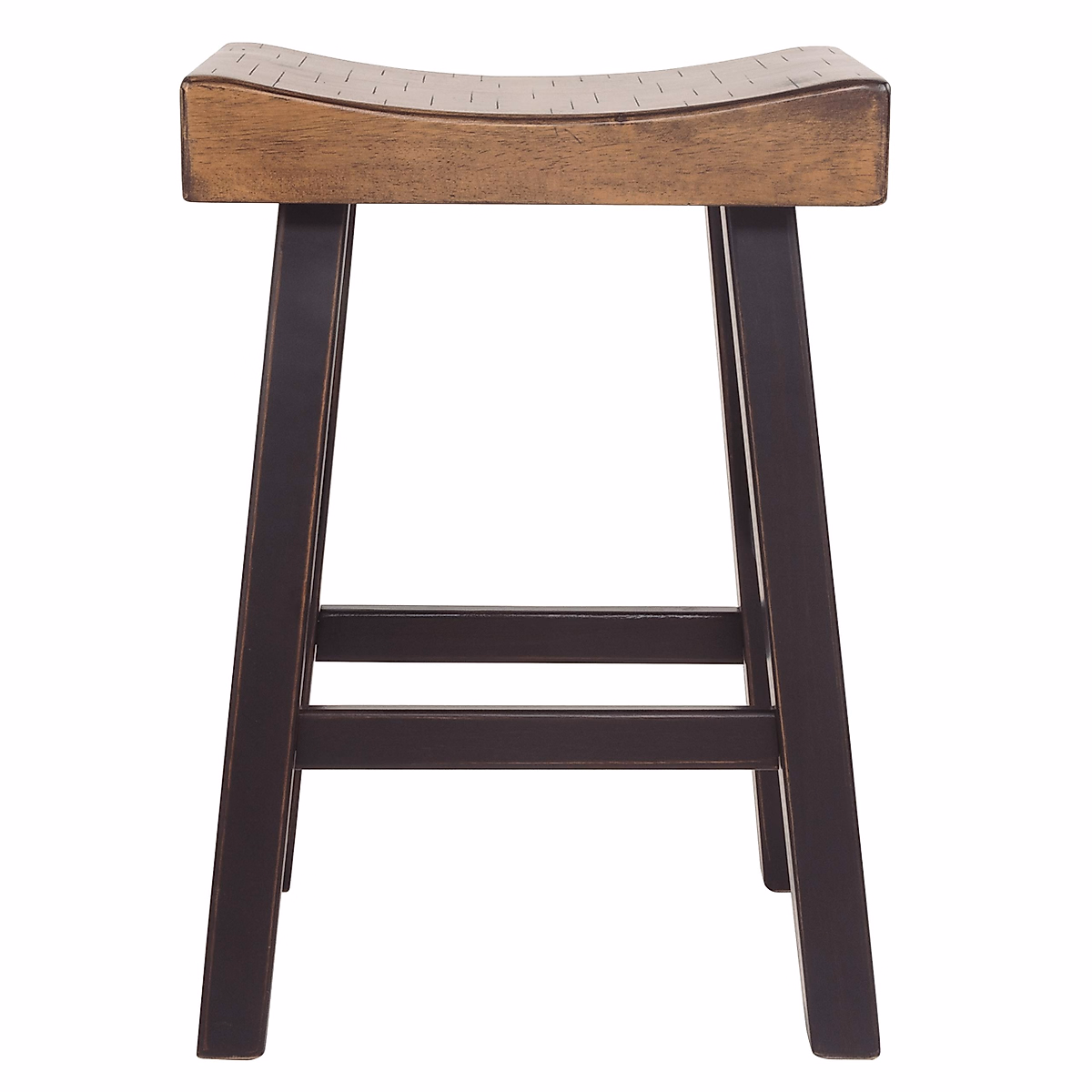 Signature Design by Ashley Glosco Farmhouse 25.5" Counter Height Saddle Barstool, 2 Count, Two-Tone Brown